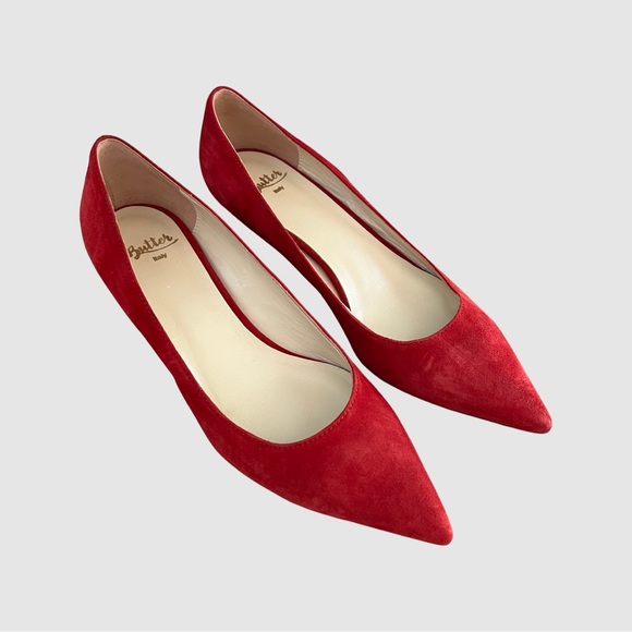 butter LONDON | Shoes | Butter London Red Suede Kitten Heel Pointed Toe ...